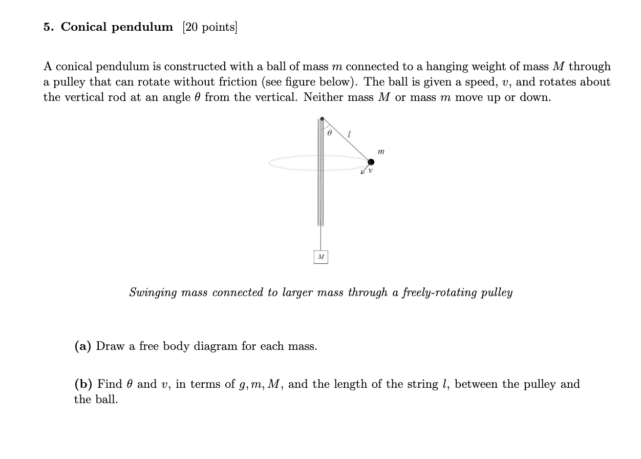 Solved A conical pendulum is constructed with a ball of mass | Chegg.com