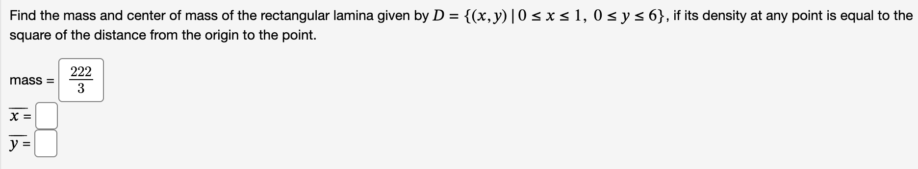 Solved Find the mass and center of mass of the rectangular | Chegg.com