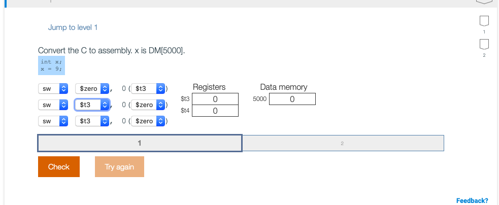 Solved Jump to level 1 D-D Convert the C to assembly. x is | Chegg.com