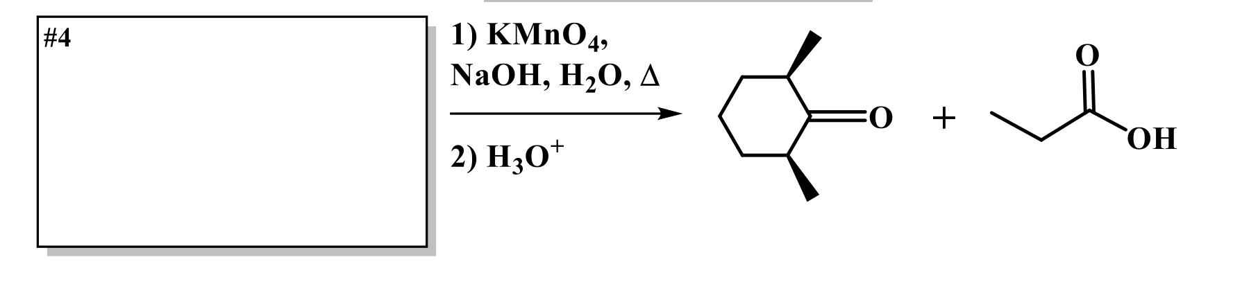 Solved #4 1) KMnO4, NaOH, H2O, A . . 2) H,0* | Chegg.com