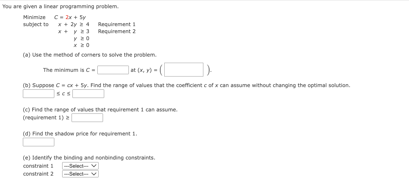 Solved You are given a linear programming problem. (a) Use | Chegg.com