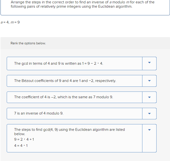 Solved Arrange the steps in the correct order to find an | Chegg.com