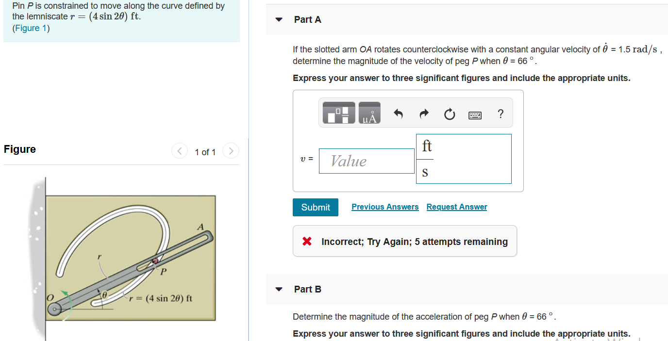 Solved Pin P is constrained to move along the curve defined | Chegg.com