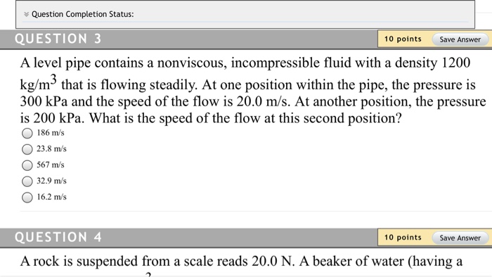 Solved A level pipe contains a nonviscous, incompressible | Chegg.com