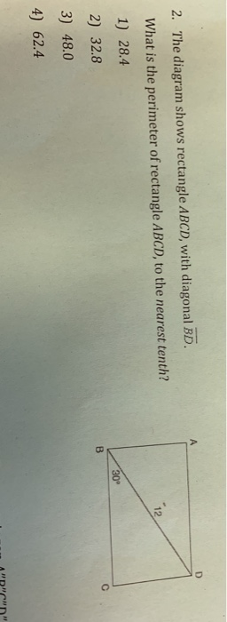 Solved The diagram shows rectangle ABCD, with diagonal BD | Chegg.com