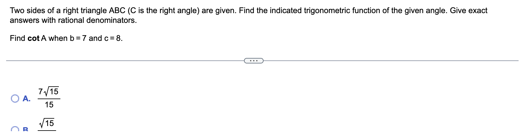 Solved Two sides of a right triangle ABC ( C is the right | Chegg.com