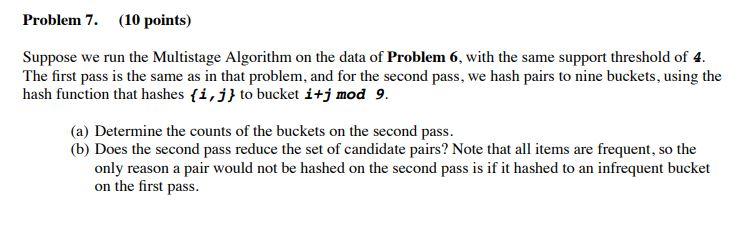 Problem 7. (10 points) Suppose we run the Multistage | Chegg.com