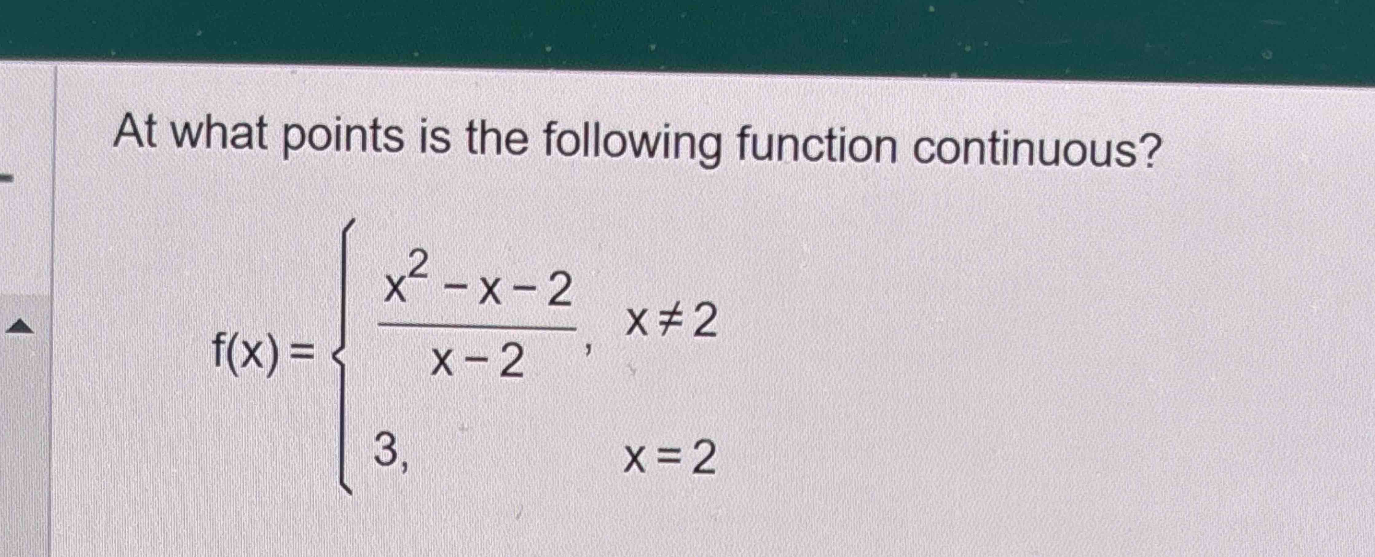 Solved At what points is the following function | Chegg.com