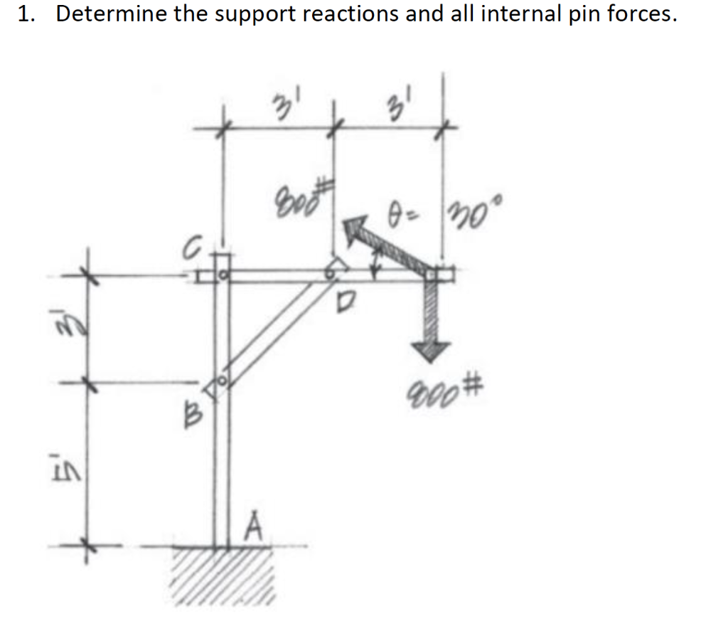 Solved 1. Determine the support reactions and all internal | Chegg.com