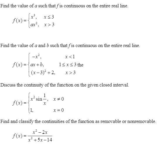 Solved Find The Value Of A Such That Fis Continuous On The