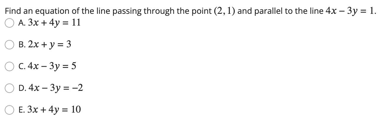 Solved Find an equation of the line passing through the | Chegg.com