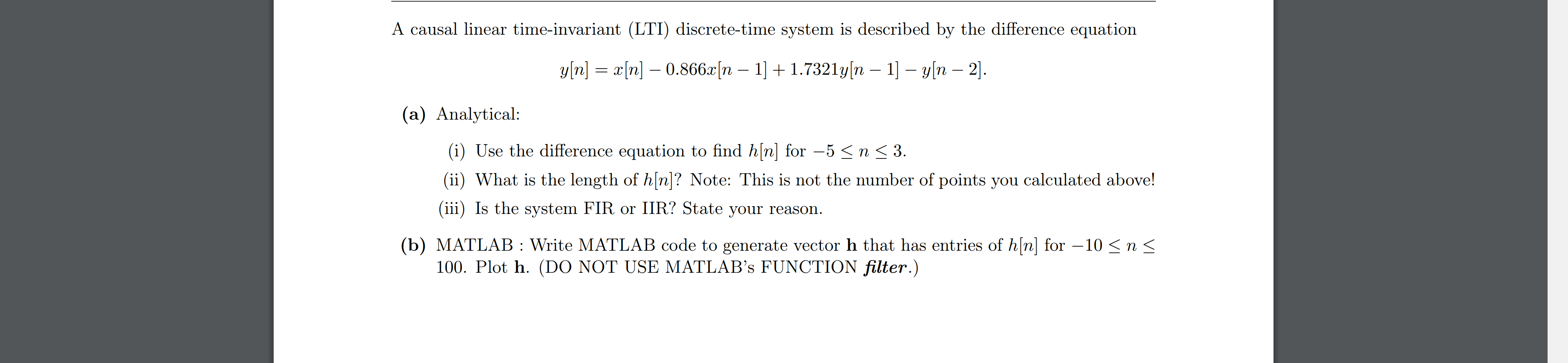 Solved A causal linear time-invariant (LTI) discrete-time | Chegg.com