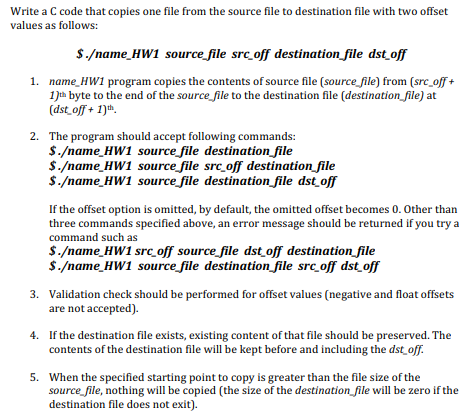 Solved Write a C code that copies one file from the source | Chegg.com