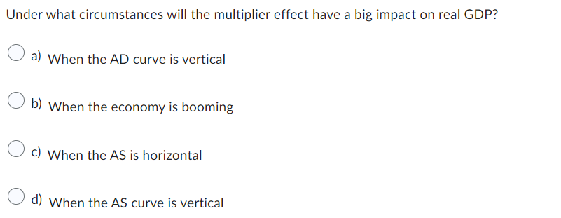 Solved Under what circumstances will the multiplier effect | Chegg.com
