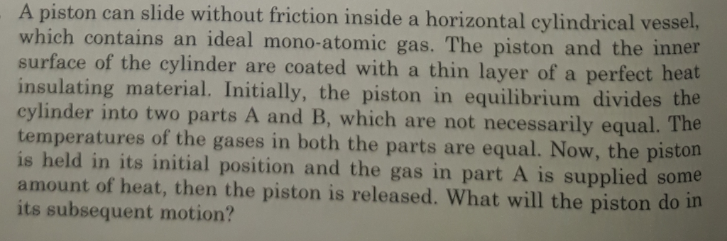 Solved A piston can slide without friction inside a | Chegg.com