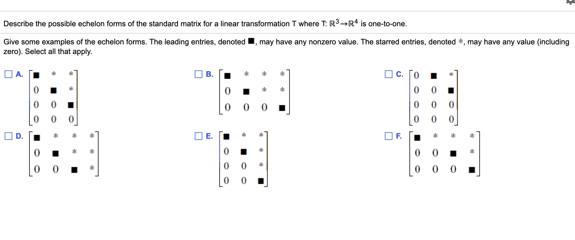 Solved Describe the possible echelon forms of the standard | Chegg.com