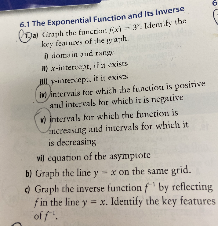 Solved 6.1 ﻿The Exponential Function and Its Inverse(1.) | Chegg.com