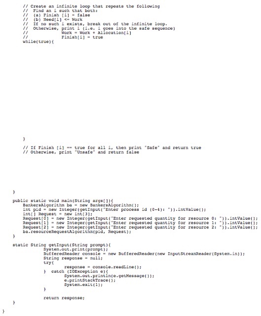 Solved CAIS-0339 Complete a Banker's Algorithm code that | Chegg.com