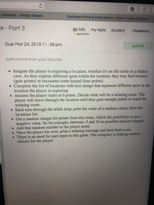 Solved repl.it Random back to classroom # complete location | Chegg.com