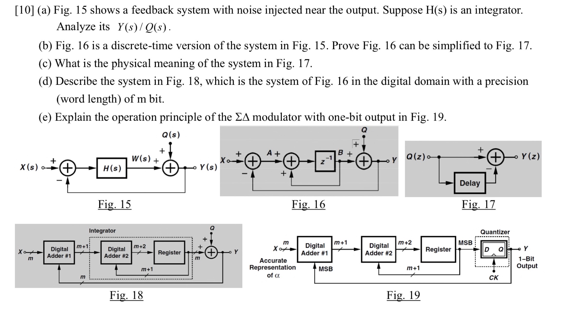 Solved [10] (a) Fig. 15 shows a feedback system with noise | Chegg.com
