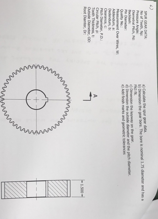 Solved SPUR GEAR DATA: No of Teeth, Np: Pressure Angle: | Chegg.com
