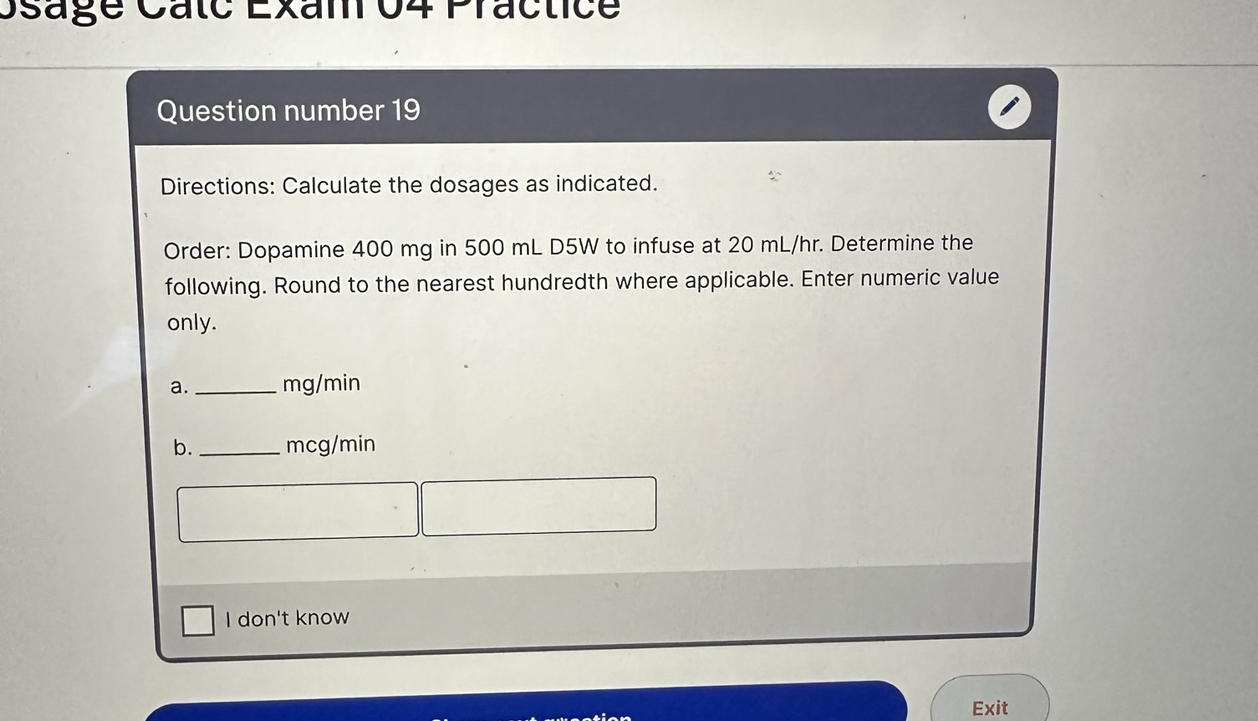 Solved Directions: Calculate the following hourly dosage of | Chegg.com