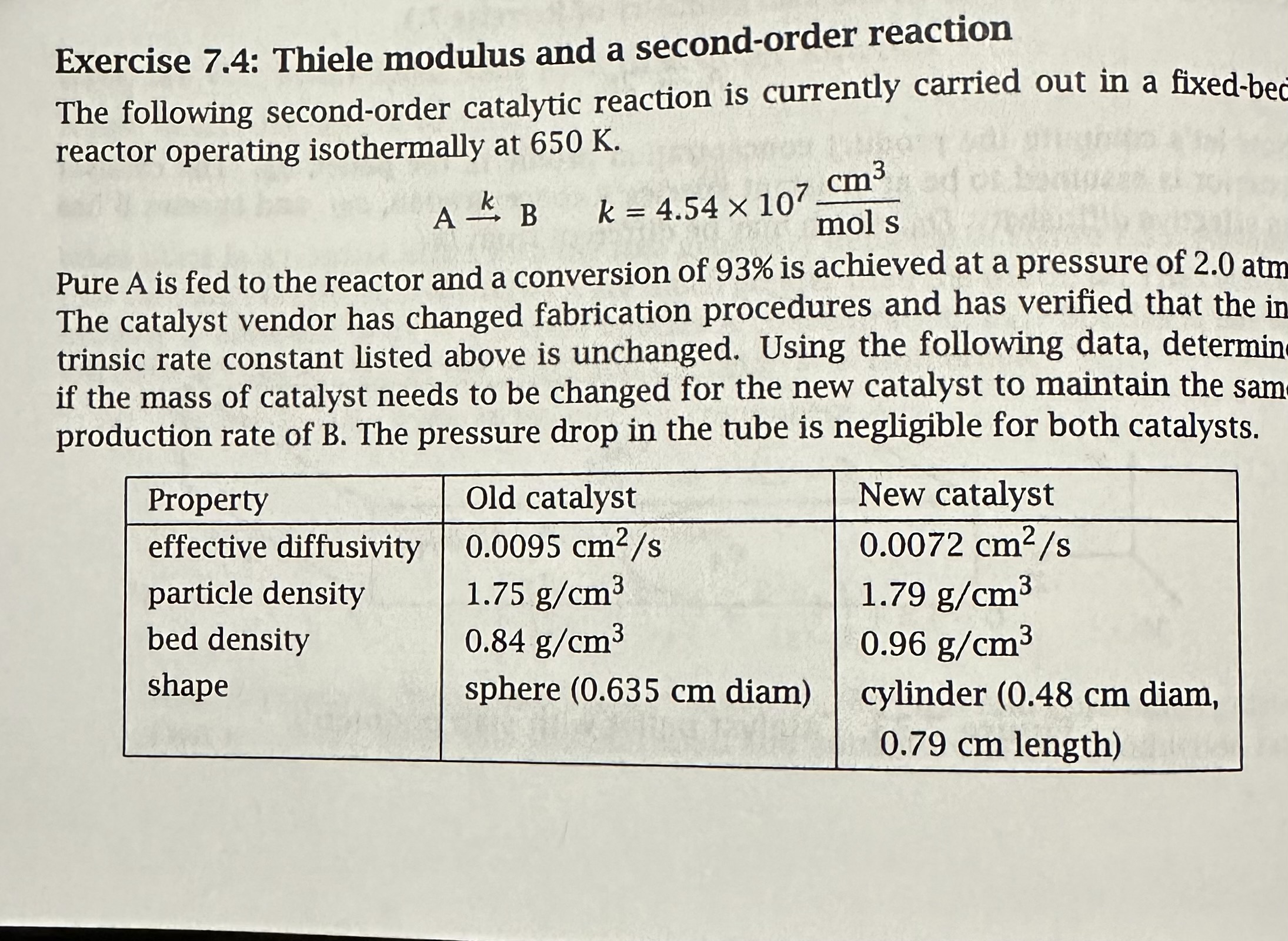 Exercise 7.4: Thiele modulus and a second-order | Chegg.com