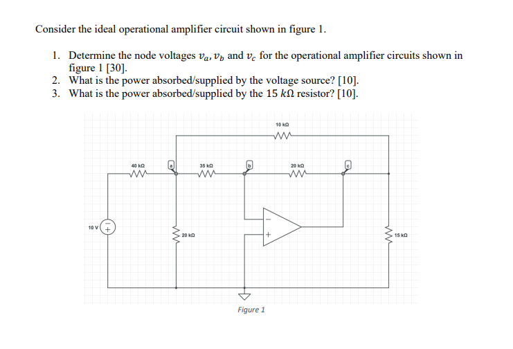 Solved Consider the ideal operational amplifier circuit | Chegg.com