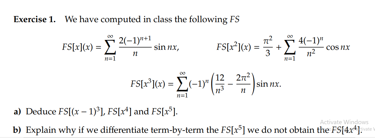 Solved Exercise 1. We ﻿have computed in ﻿class the following | Chegg.com