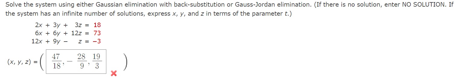 Solved Solve the system using either Gaussian elimination | Chegg.com