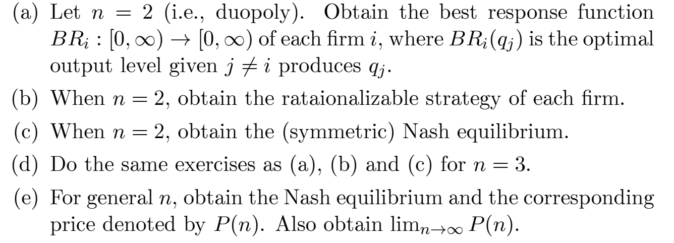 Solved 2. Consider the following Cournot competition with | Chegg.com