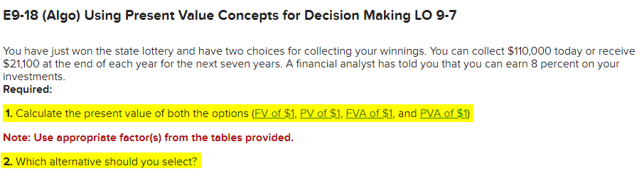 Solved E9-18 (Algo) Using Present Value Concepts for | Chegg.com