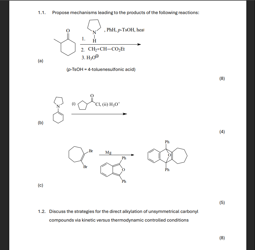 Show me the steps to solve 1.1. ﻿Propose mechanisms | Chegg.com