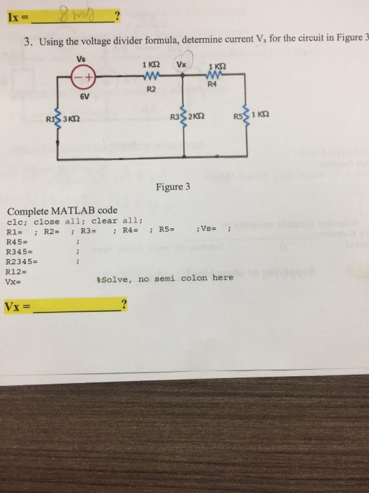 Solved Using the voltage divider formula, determine current | Chegg.com