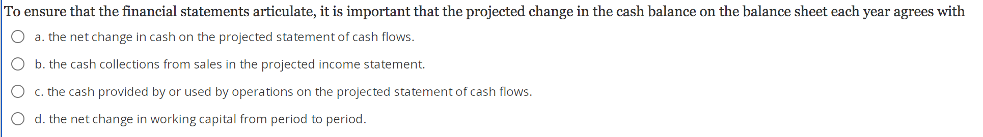 Solved To ensure that the financial statements articulate, | Chegg.com