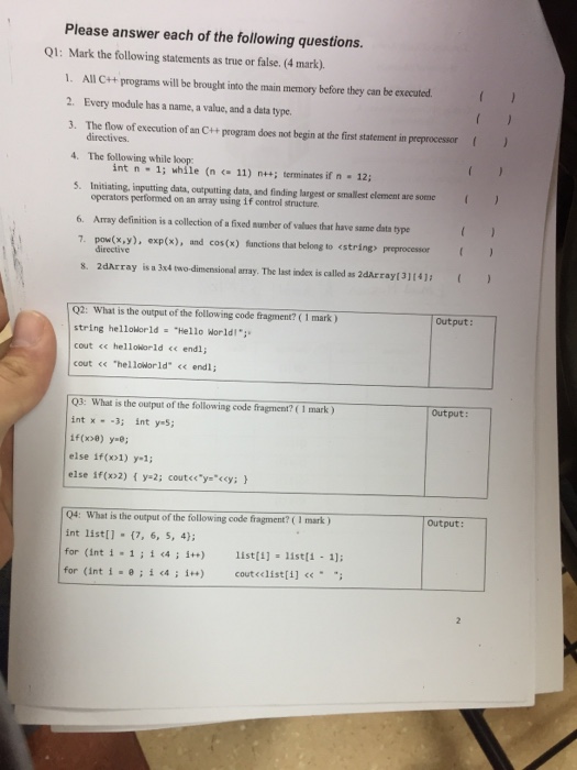 Solved Please answer each of the following questions. Q1: | Chegg.com