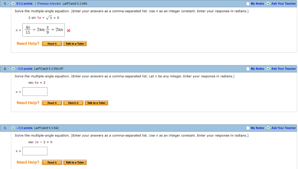Solved 1. 0/3.5 points | Previous Answers LarPCalc9 5.3.040. | Chegg.com