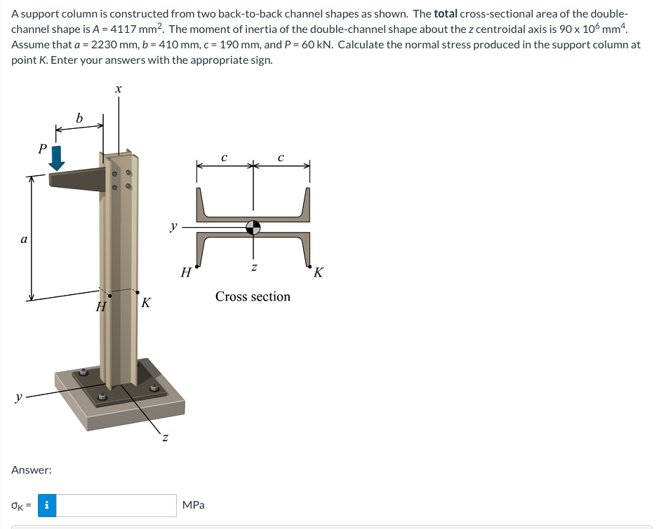Solved A support column is constructed from two back-to-back | Chegg.com