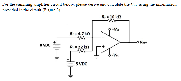 Solved For the summing amplifier circuit below, please | Chegg.com