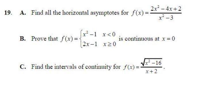 Solved 2x² - 4x+2 x²-3 is continuous at x = 0 x²-16 x + 2 | Chegg.com