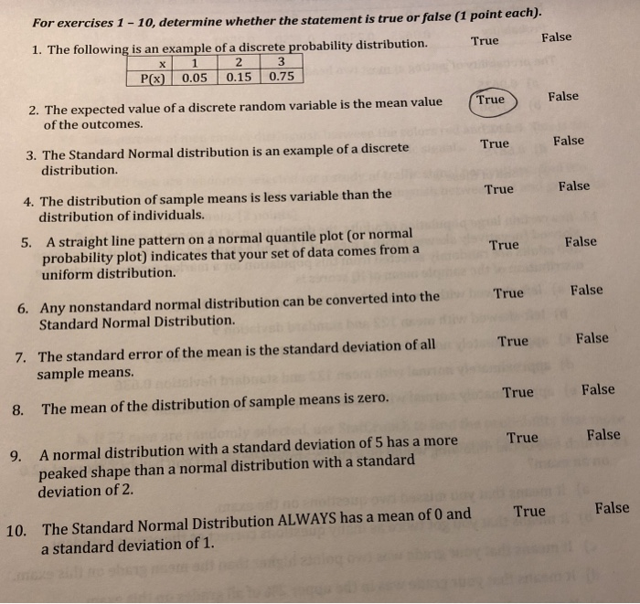 Solved each). For exercises 1 10, determine whether the | Chegg.com