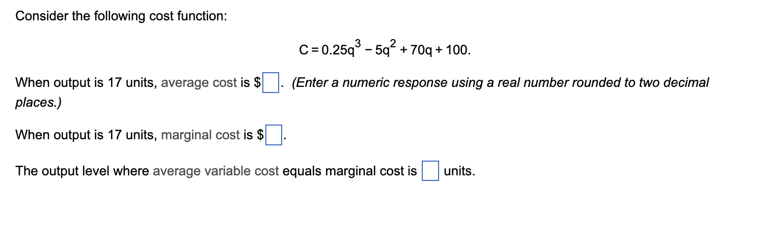 Solved Consider the following cost function: | Chegg.com