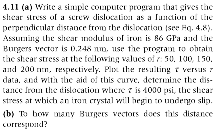 4.11 (a) Write a simple computer program that gives | Chegg.com