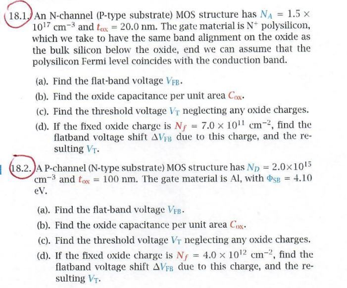 Solved 18.1. An N-channel (P-type substrate) MOS structure | Chegg.com