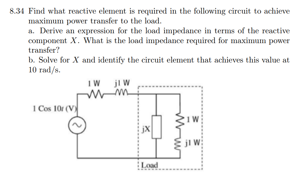 Solved 3.34 Find what reactive element is required in the | Chegg.com