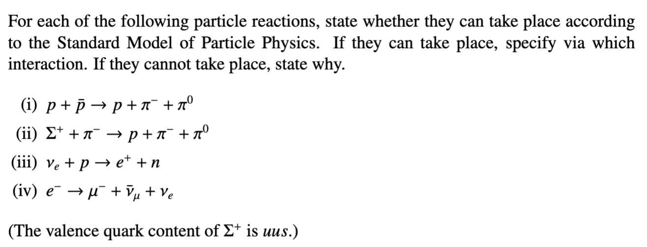 Solved For each of the following particle reactions, state | Chegg.com