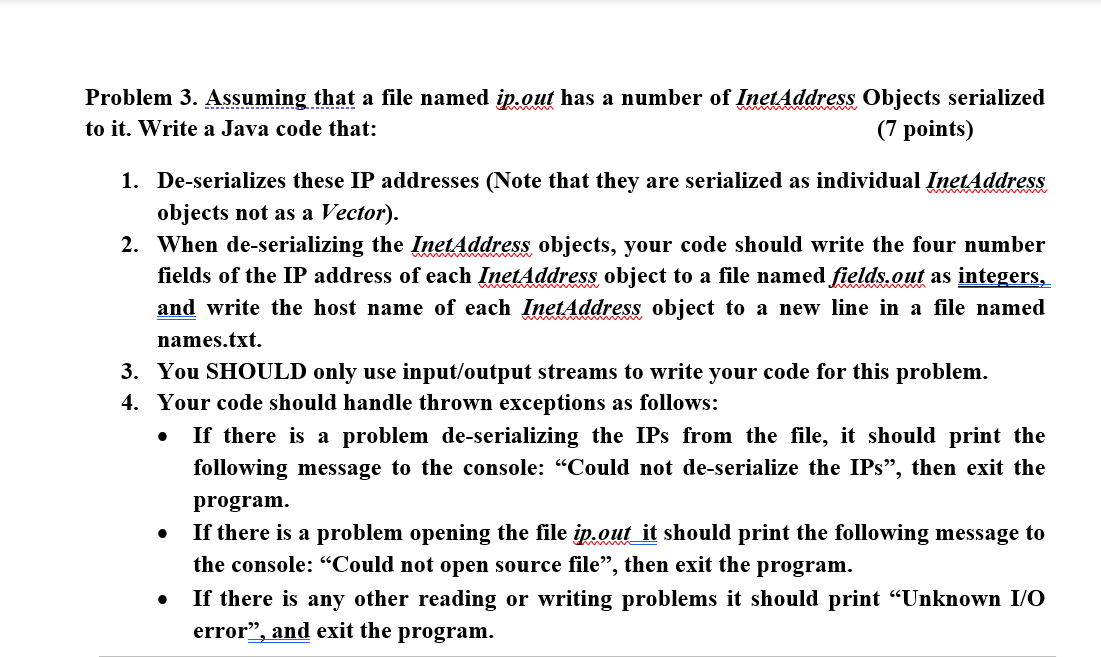 Problem 3. Assuming that a file named ip.out has a | Chegg.com