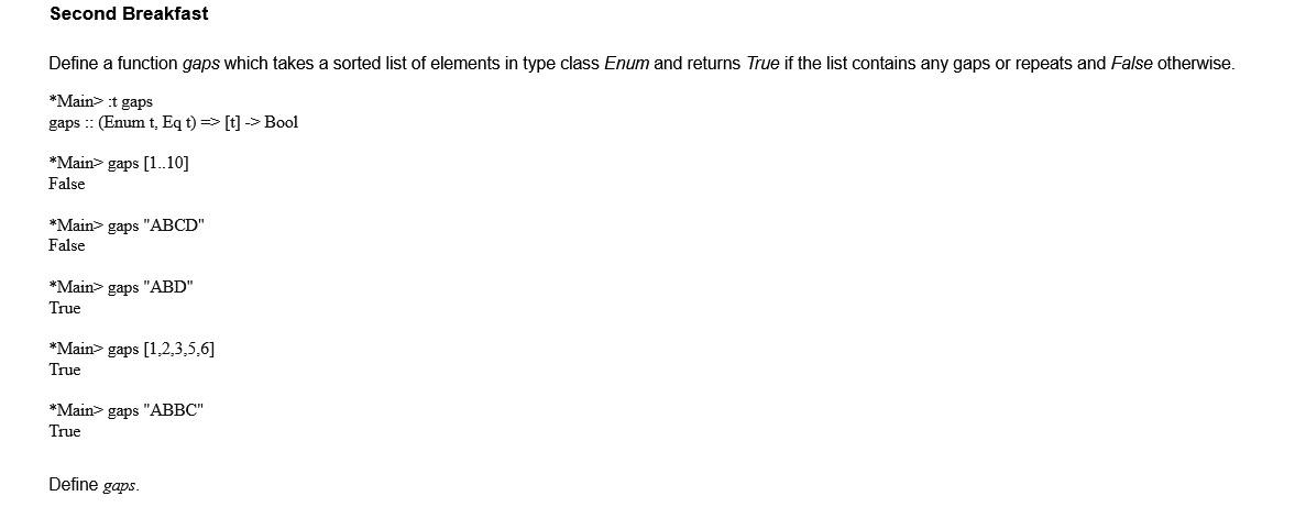 Solved In Haskell please Define a function gaps which takes | Chegg.com