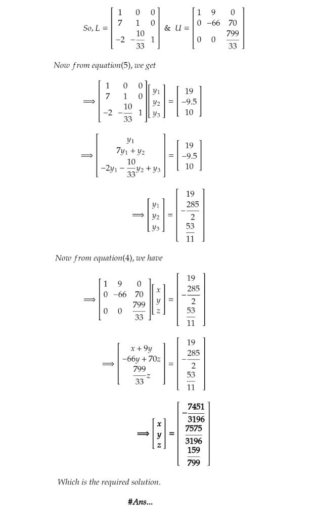 Solved # Doolittle Method : Let us consider a system of | Chegg.com