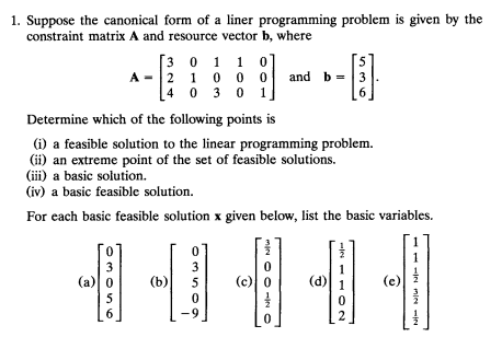 Solved 1. Suppose the canonical form of a liner programming | Chegg.com